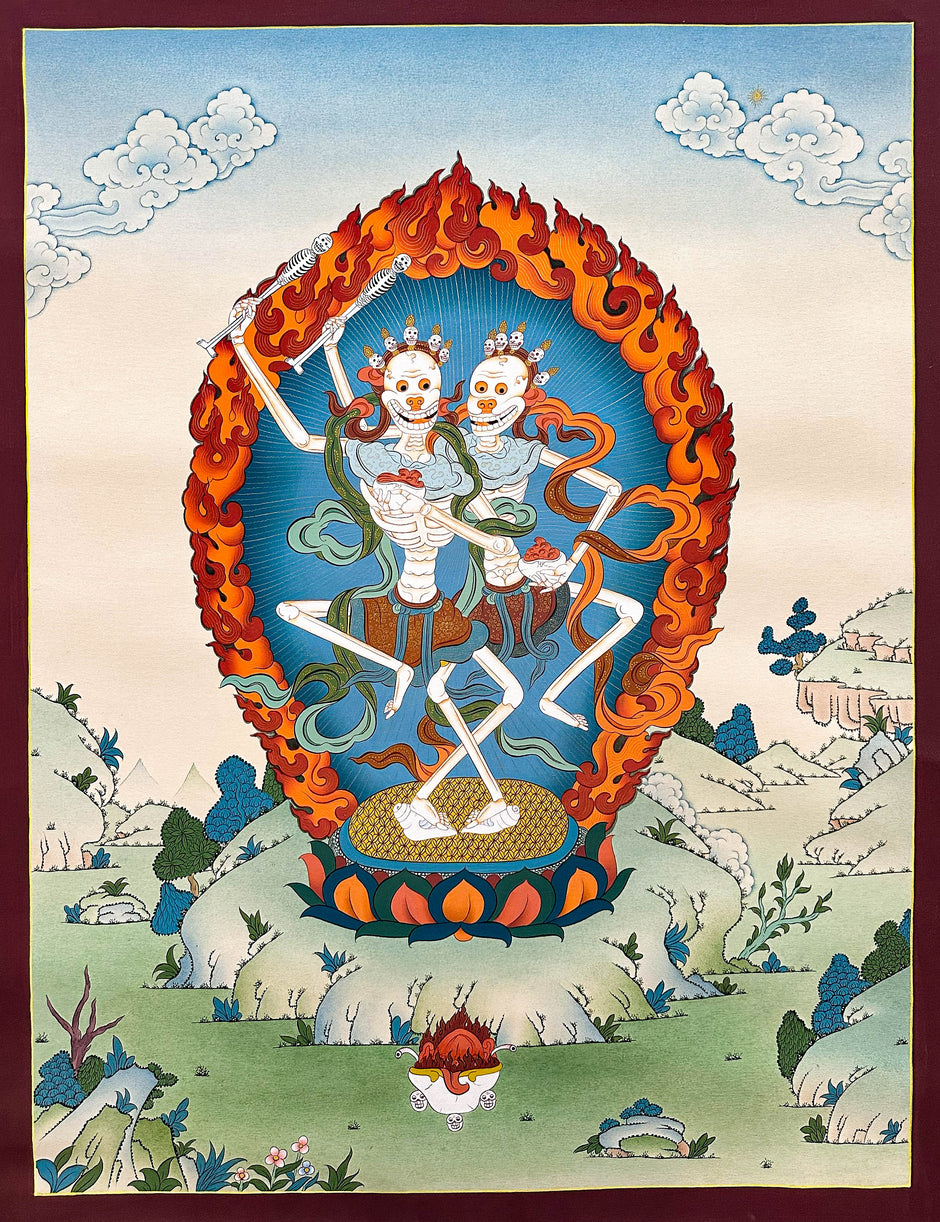 Dancing Skeleton Thangka | Citipati Symbol of Impermanence – Buddhas ...